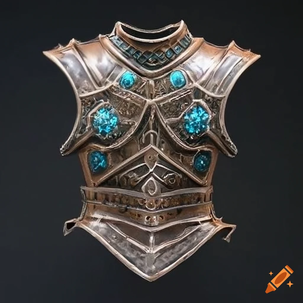 Adorned magic body armor from the front in close view on Craiyon