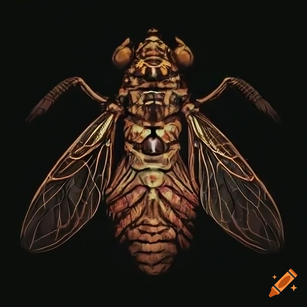 Imperious cicada displayed in bold pixels on an outdoor screen on Craiyon