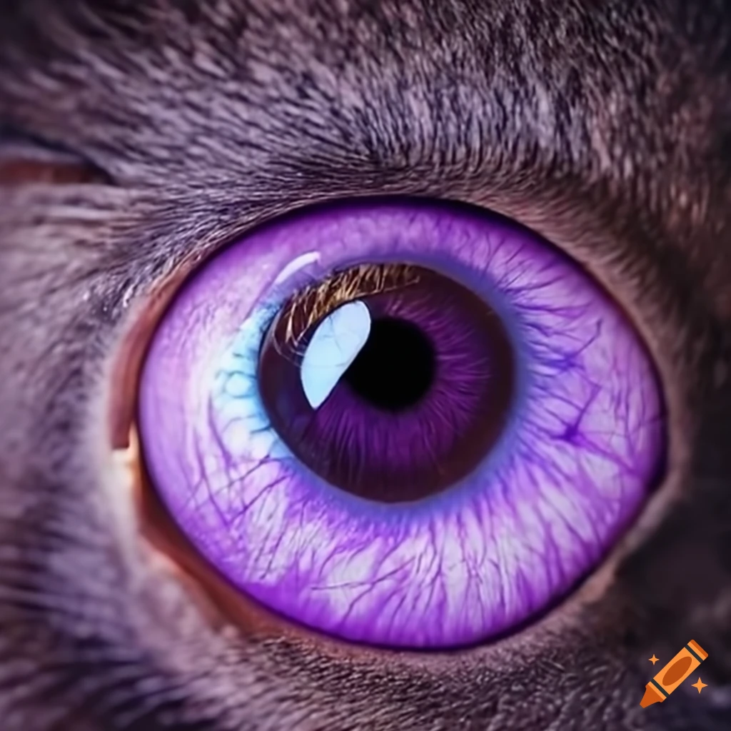Close-up of a cat's purple eye on Craiyon