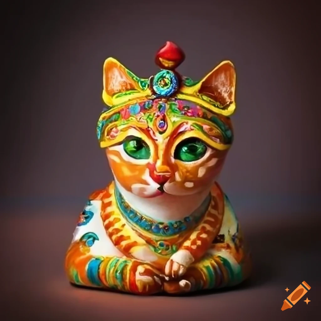 Painted cat with a krishna shape on Craiyon