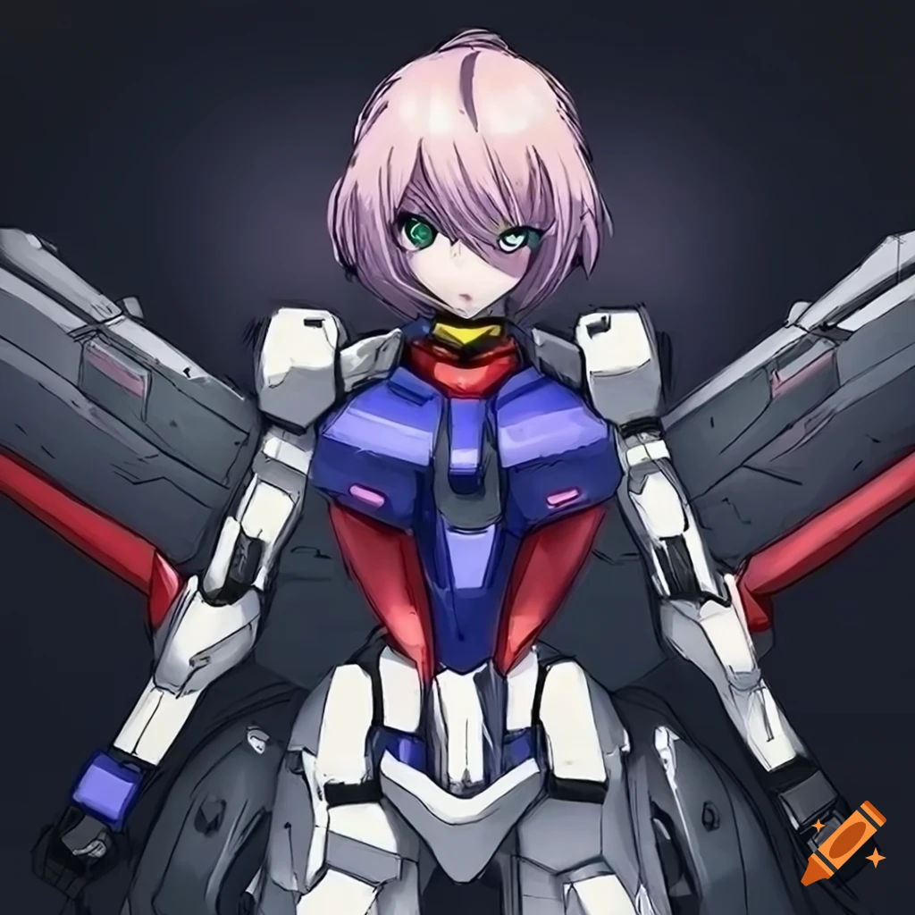 Gundam girl in armor from a manga on Craiyon