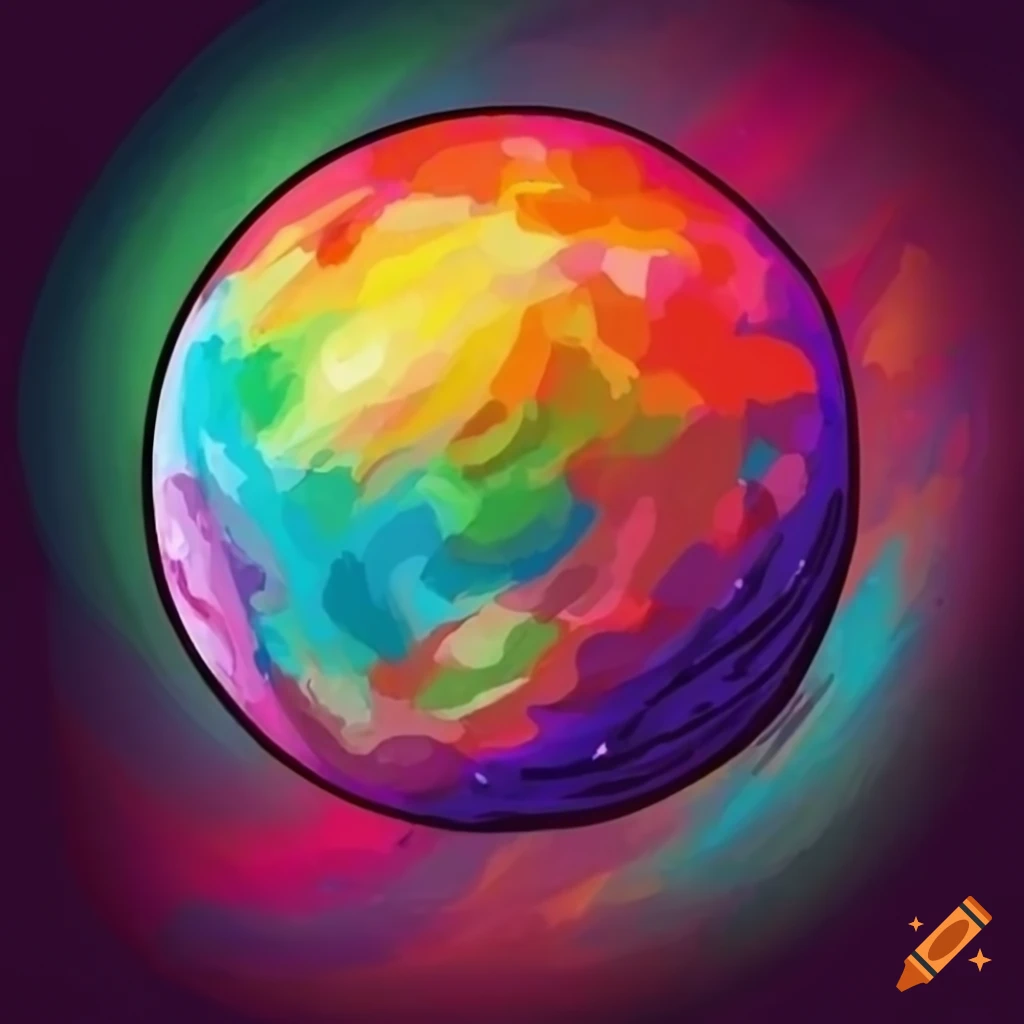 Colorful planets in a drawing on Craiyon