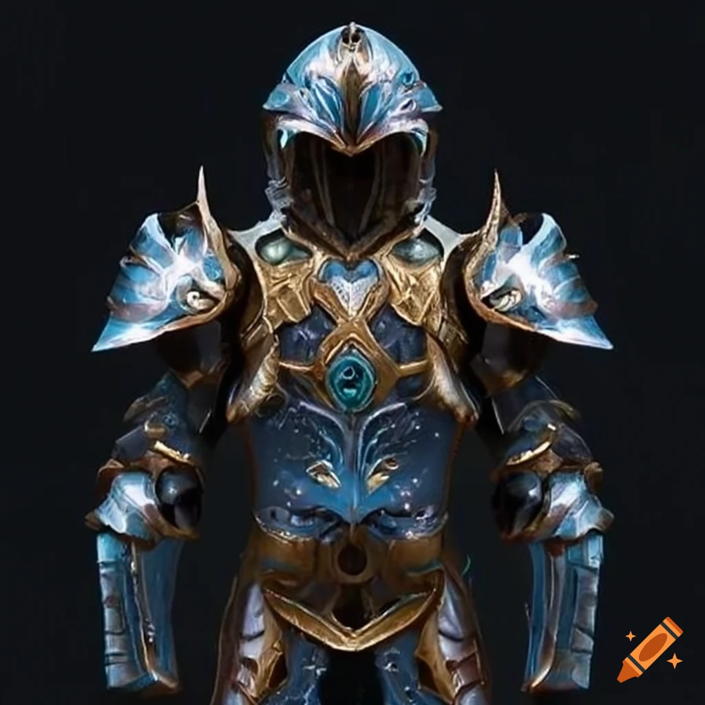 Front view of adorned magic armor in close-up on Craiyon