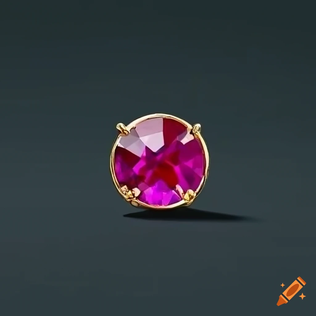 Gold earring with a tiny ruby gemstone on Craiyon