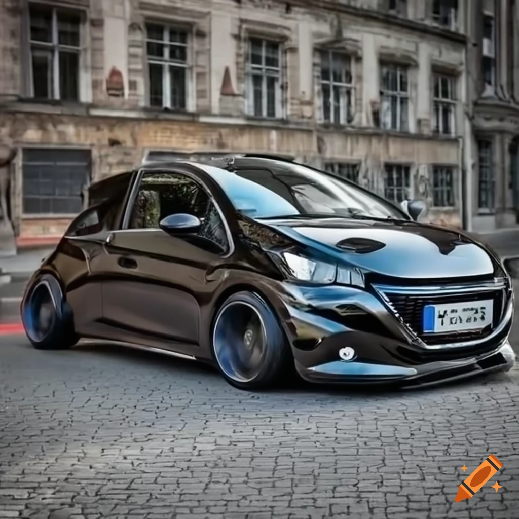 Modified realistic black peugeot 208 for the track on Craiyon