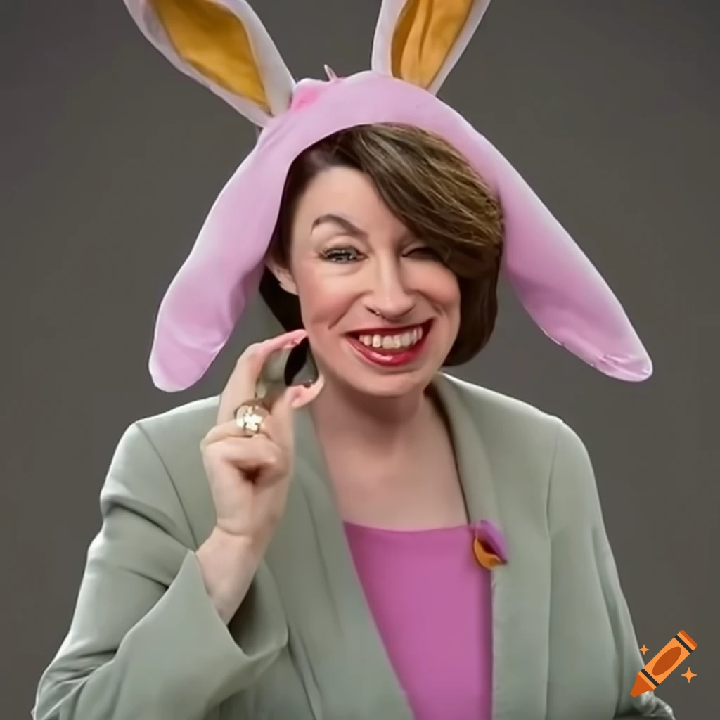 Amy Klobuchar dressed as a rabbit in an Easter bunny costume on Craiyon