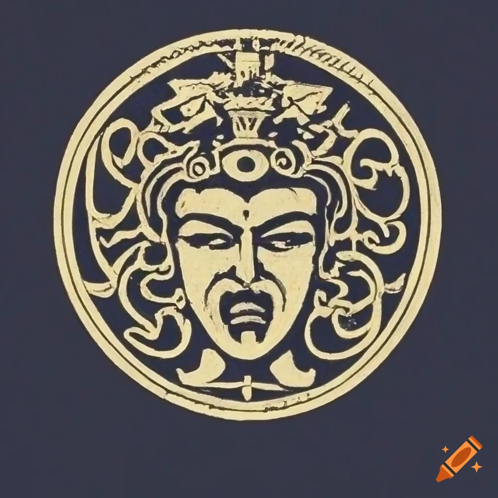 Captivating heraldic Gorgoneion portrait with elongated tongue and ...