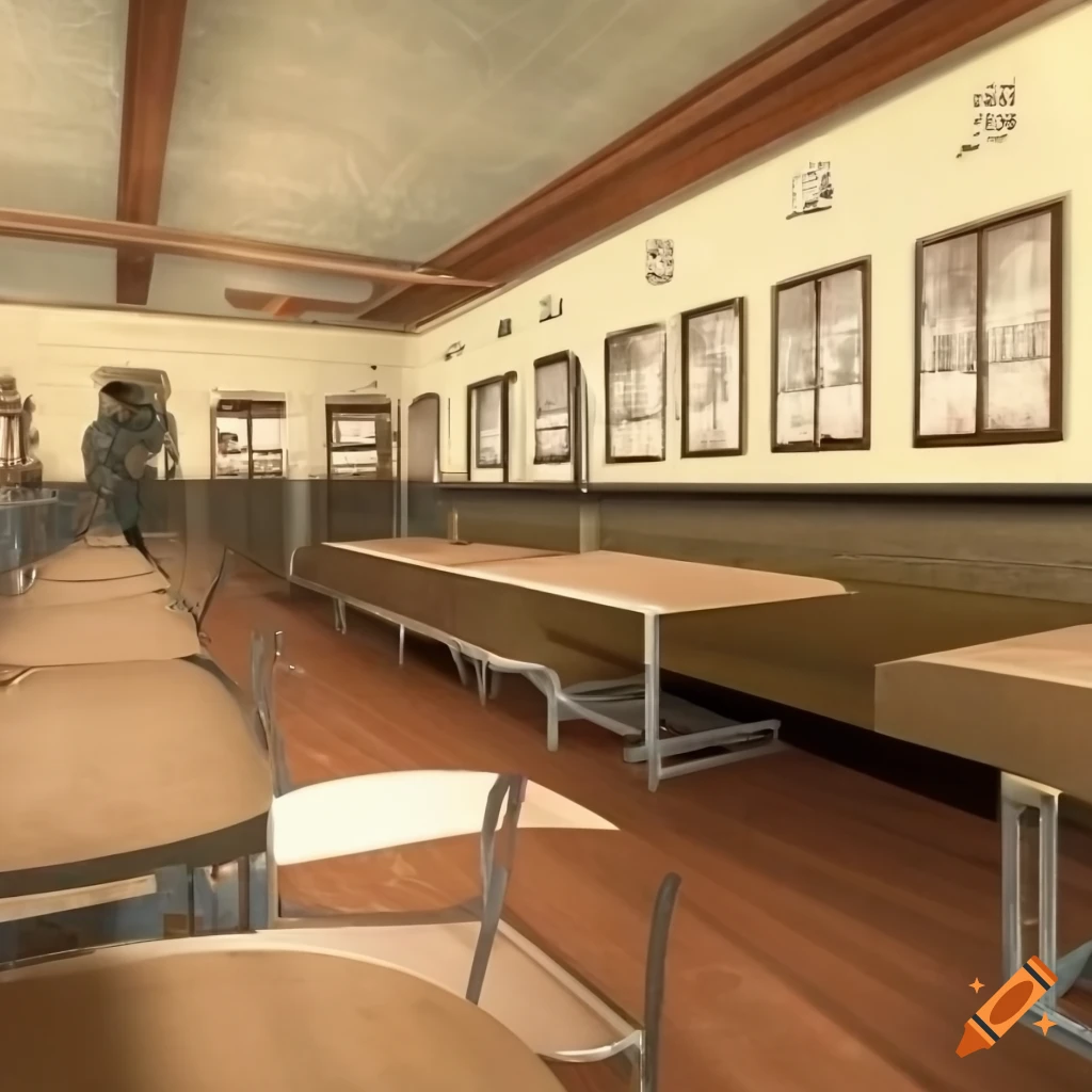 Military cafeteria mess hall canteen on Craiyon