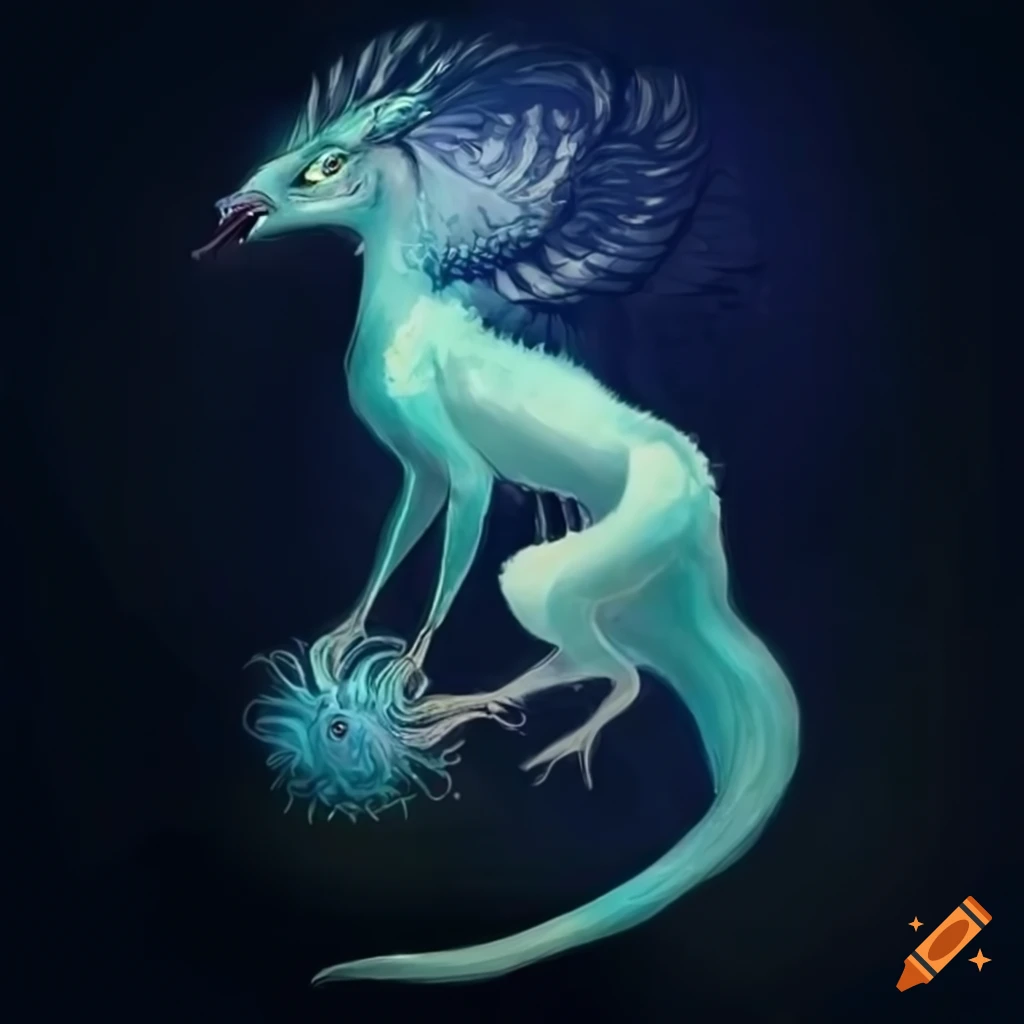 Elegant and graceful celestial hybrid mythical creature with warm expression and long tail on ...