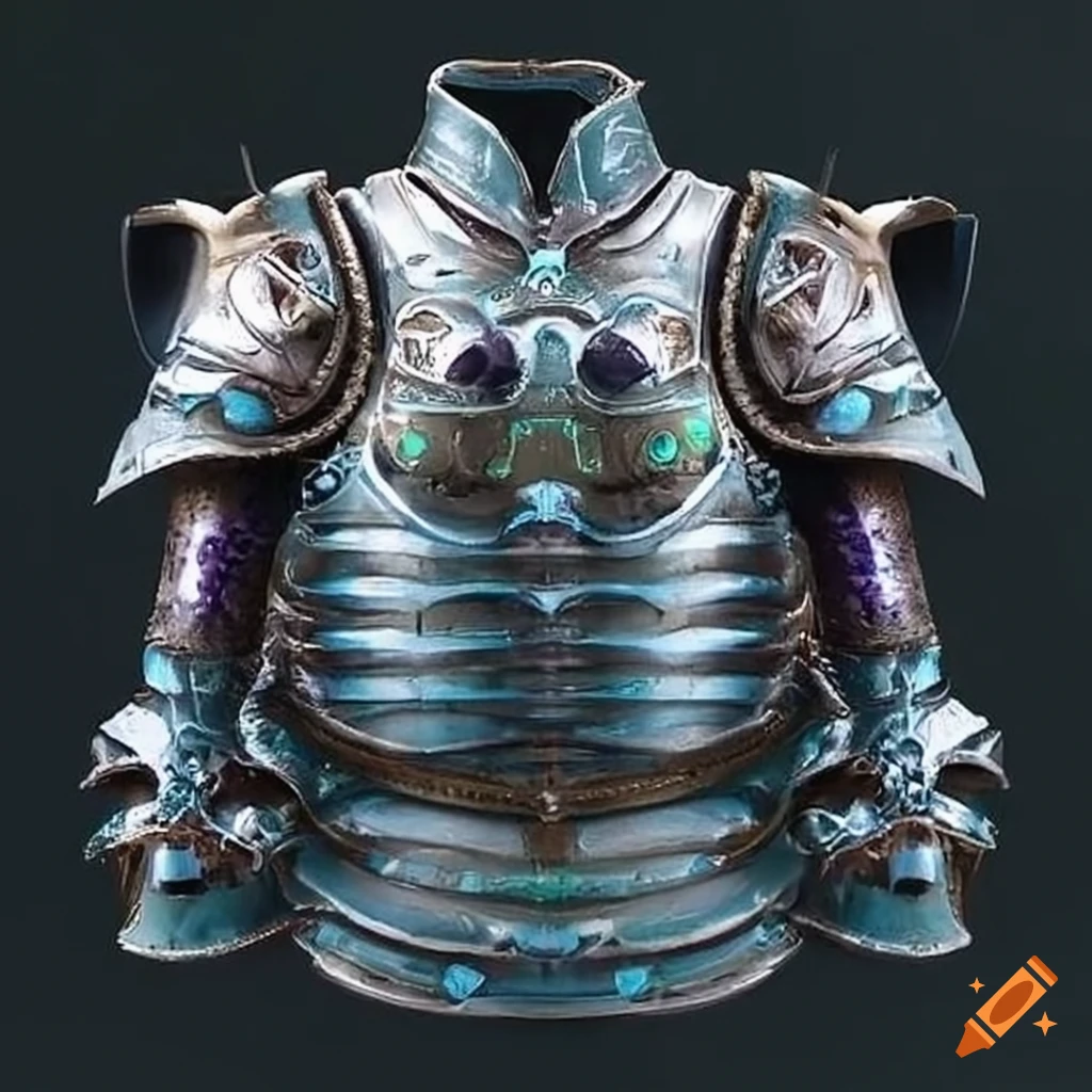 Front view of adorned magic body armor on Craiyon