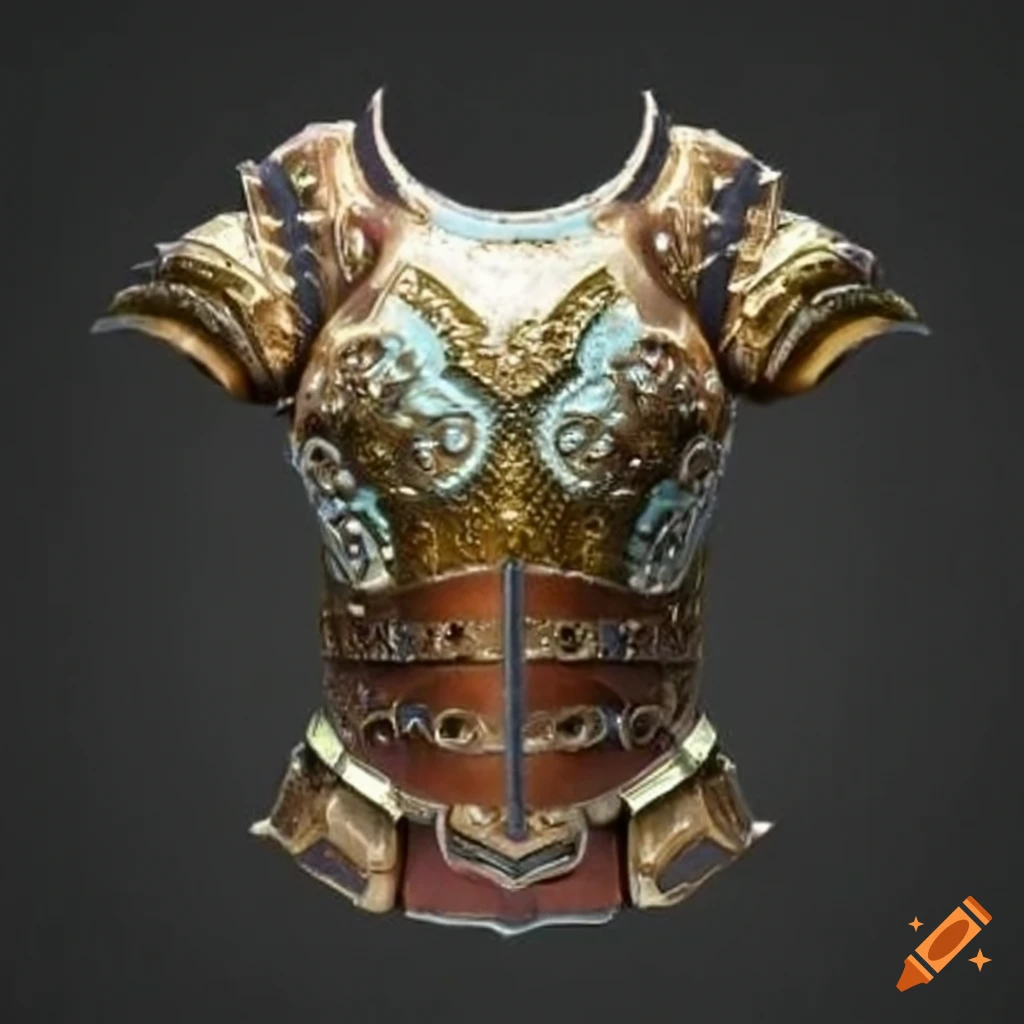 Adorned magic body armor front view on Craiyon