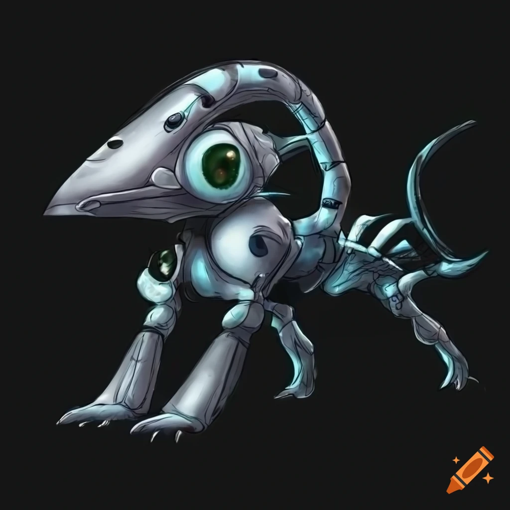 Elegant and graceful robotic creature with large expressive eyes and a ...