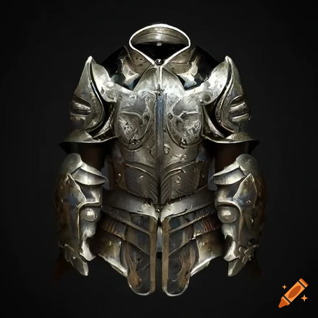 Front view of adorned magic armor in close-up on Craiyon