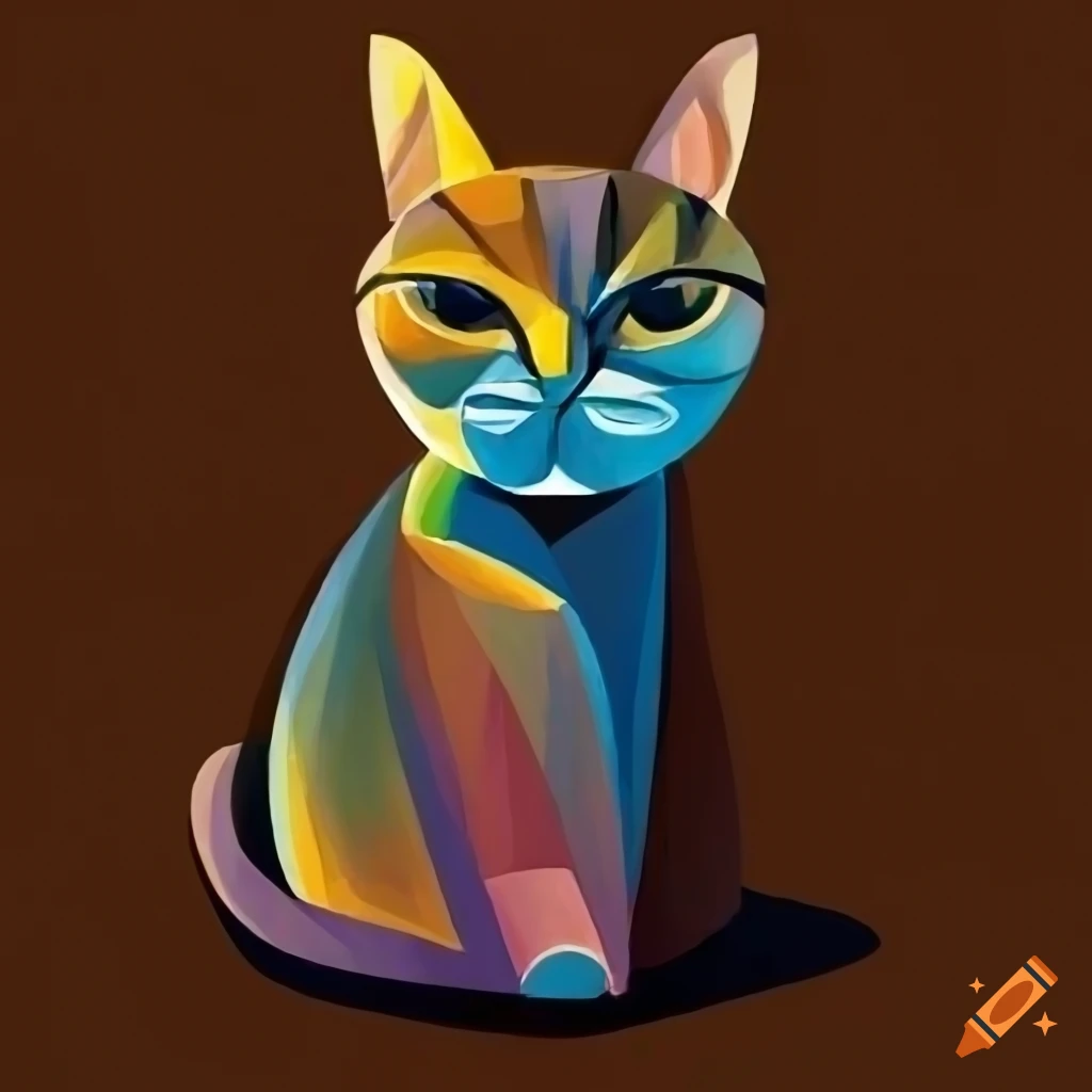 Cat in cubist art style on Craiyon