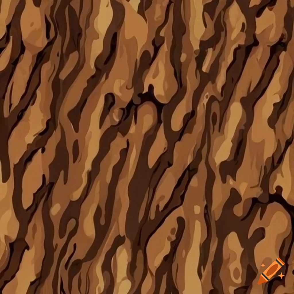 Tree bark camouflage pattern in fall colors with low details on Craiyon