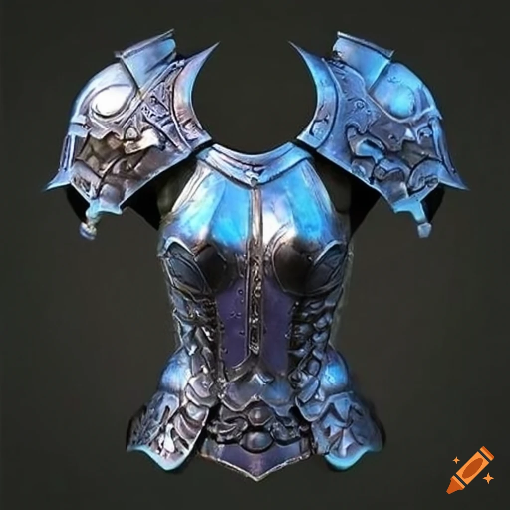 Person wearing adorned heavy armor seen from the front on Craiyon