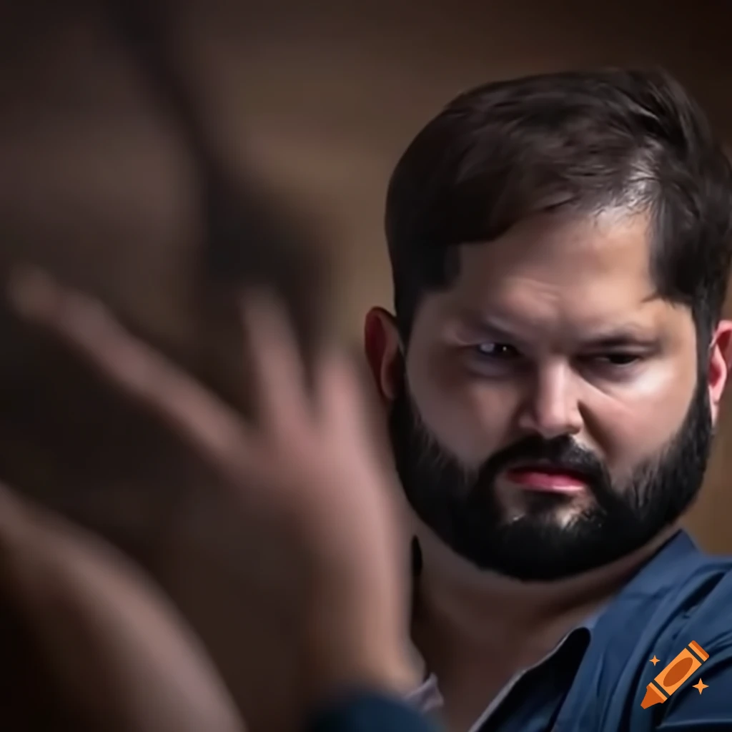 Gabriel boric in a nightmare visiting hell on Craiyon