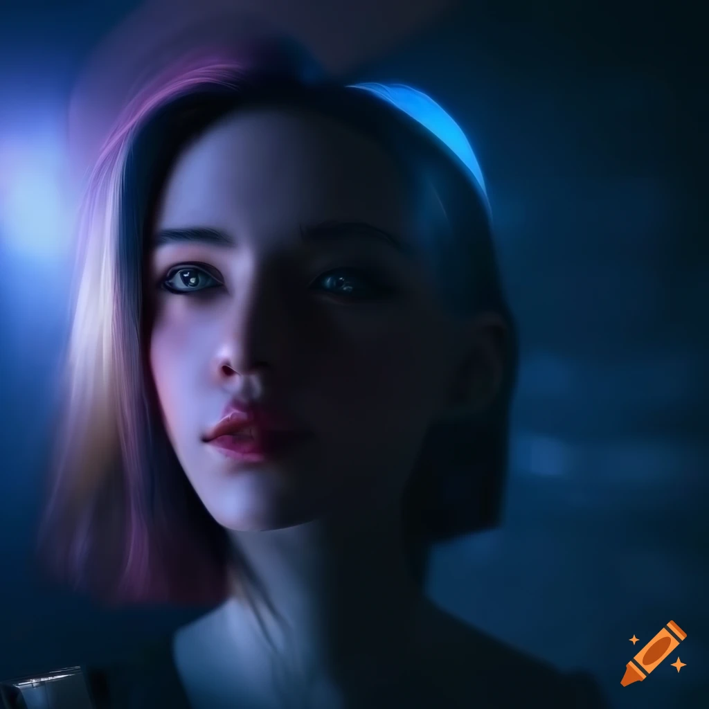 Female npc in a cyberpunk city with hyper-realistic detailed lighting ...