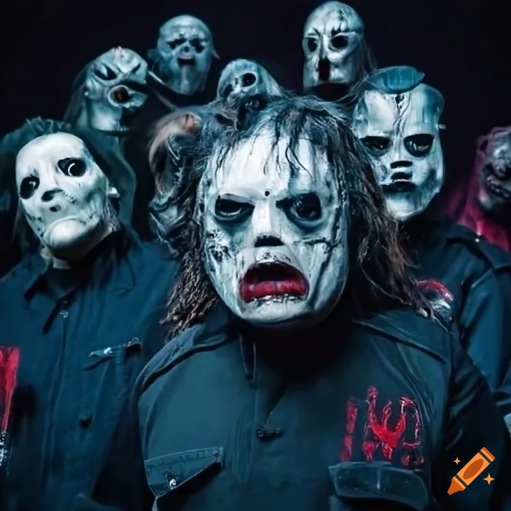 Members of slipknot performing at a rock concert on Craiyon