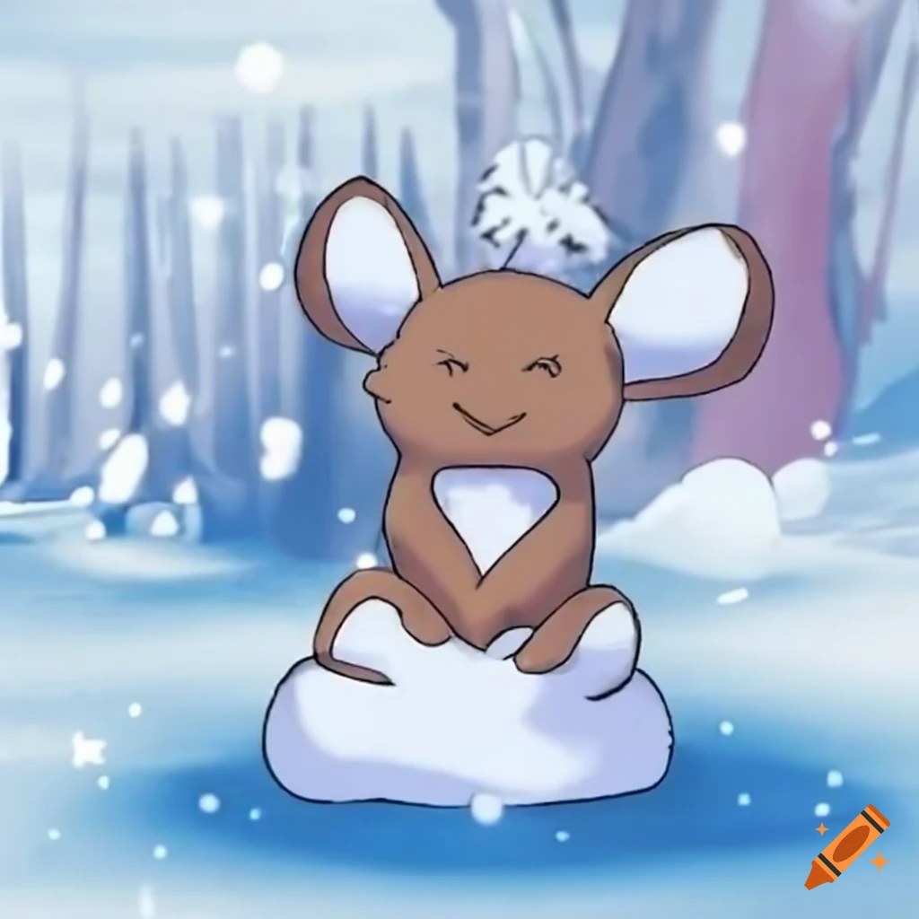 Cute snowmouse pokemon standing on hind legs on Craiyon