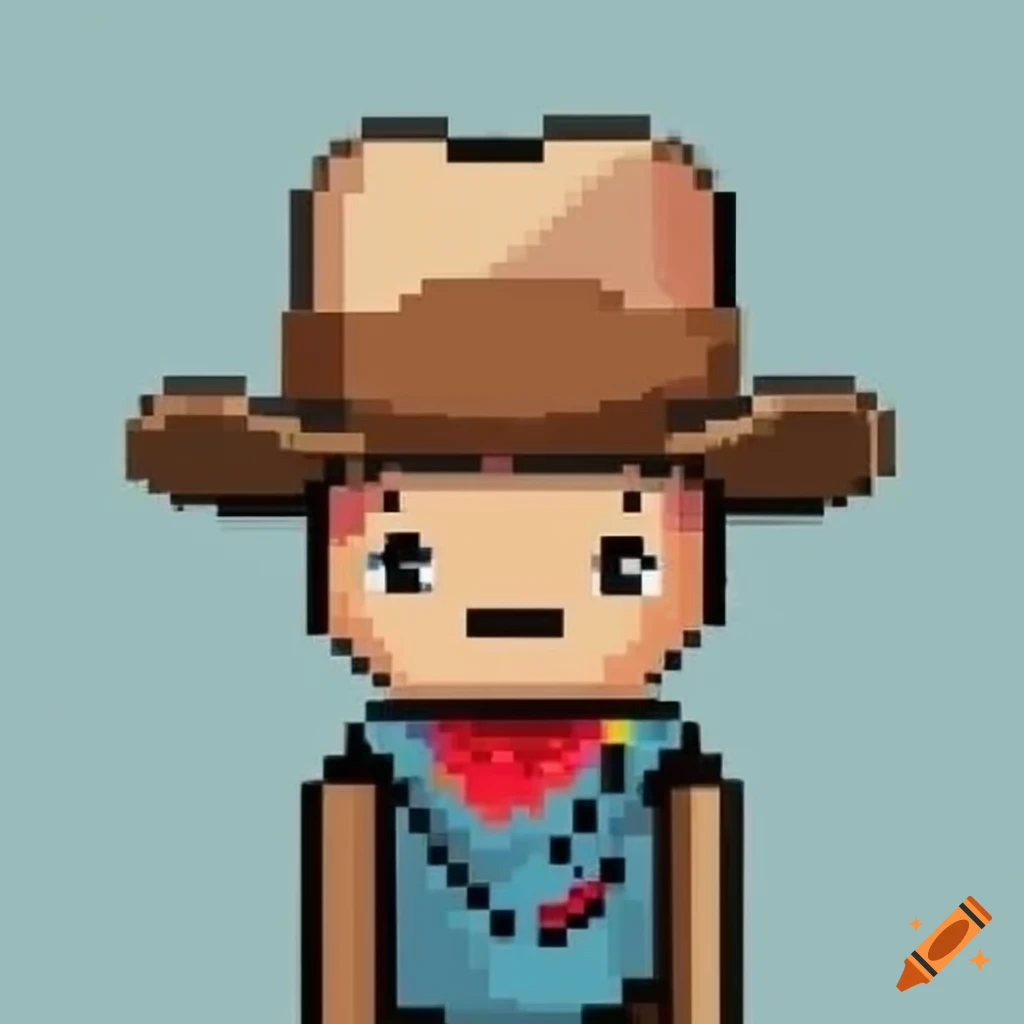 Cowboy pixel art for kids on Craiyon