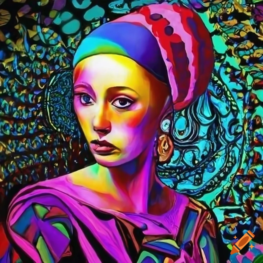 Intense hyper-realistic psychedelic art featuring women in the style of ...