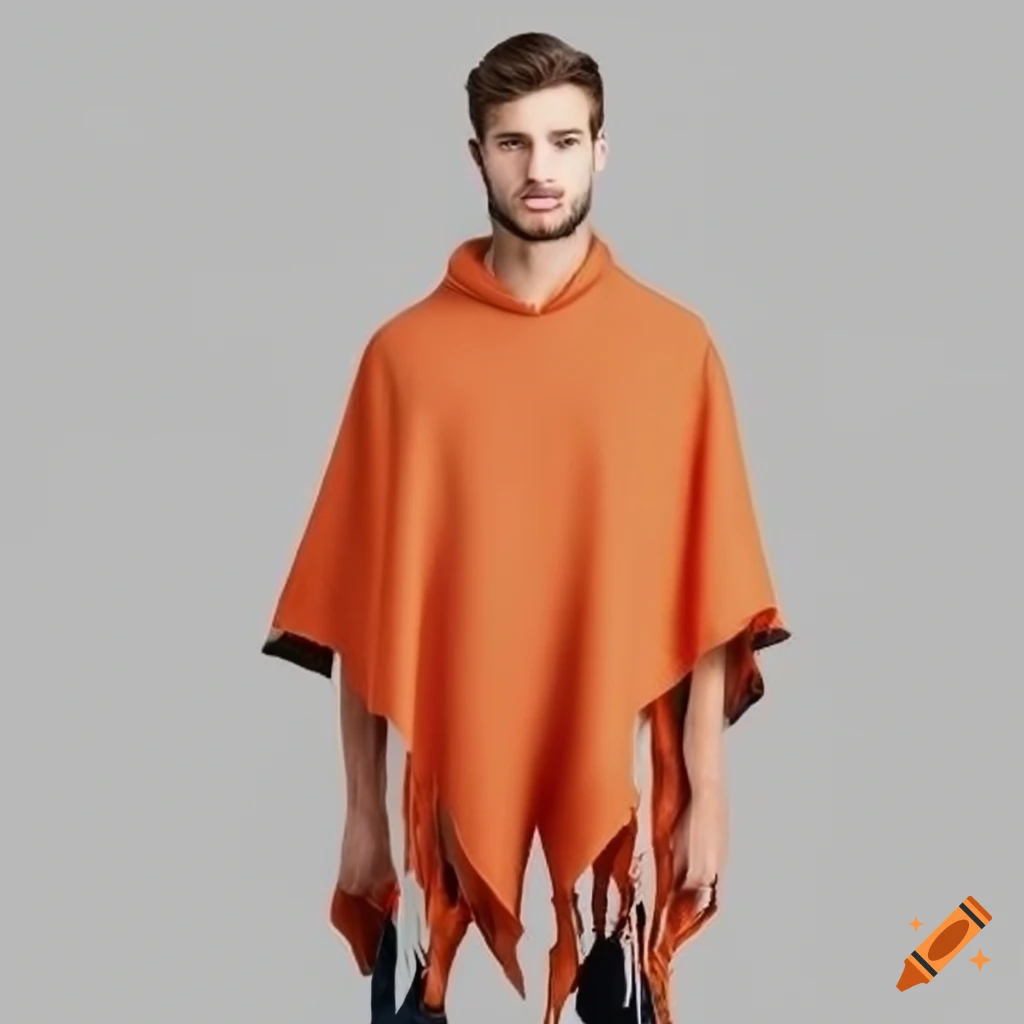 Orange Poncho For Men On White Background On Craiyon 7160