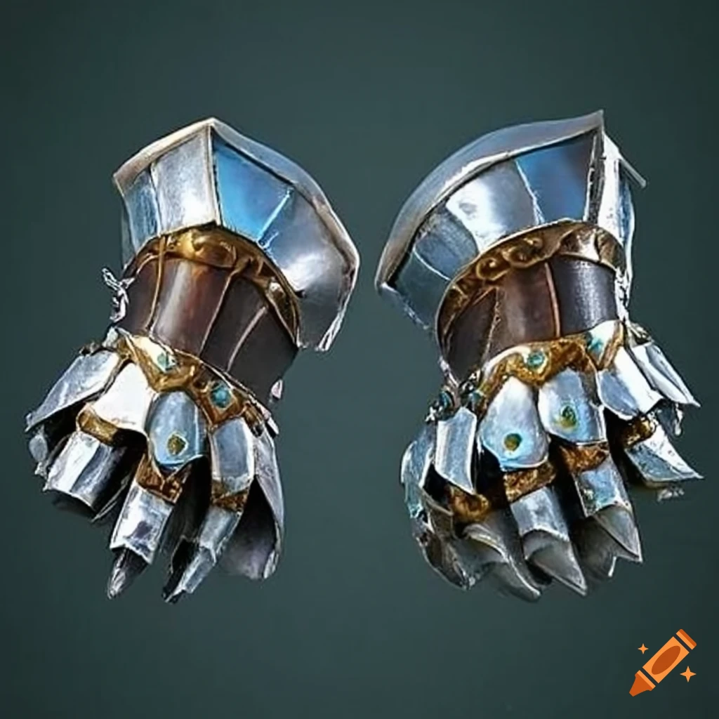 Magic mithril pair of gauntlets on Craiyon