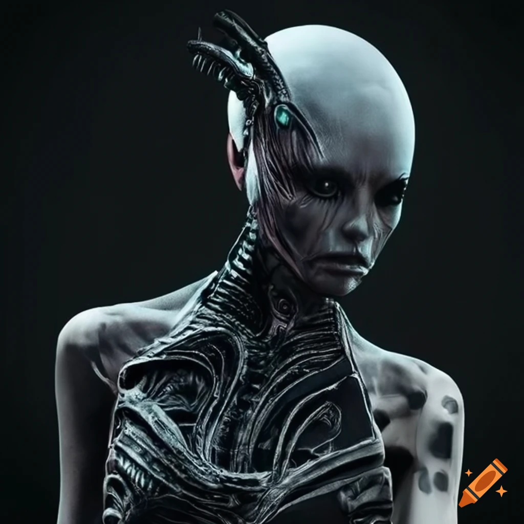 Biomechanical alien high fashion black outfit on Craiyon