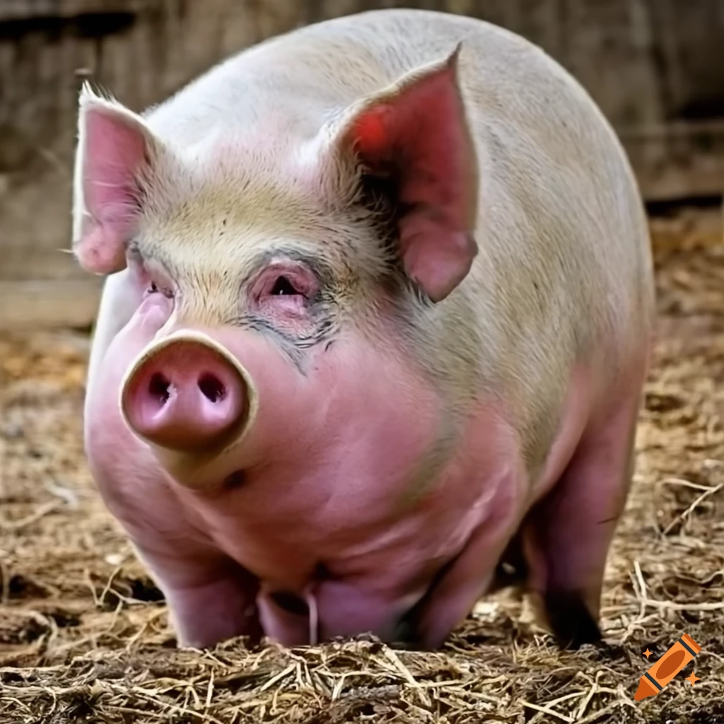 Very fat pig on a farm on Craiyon
