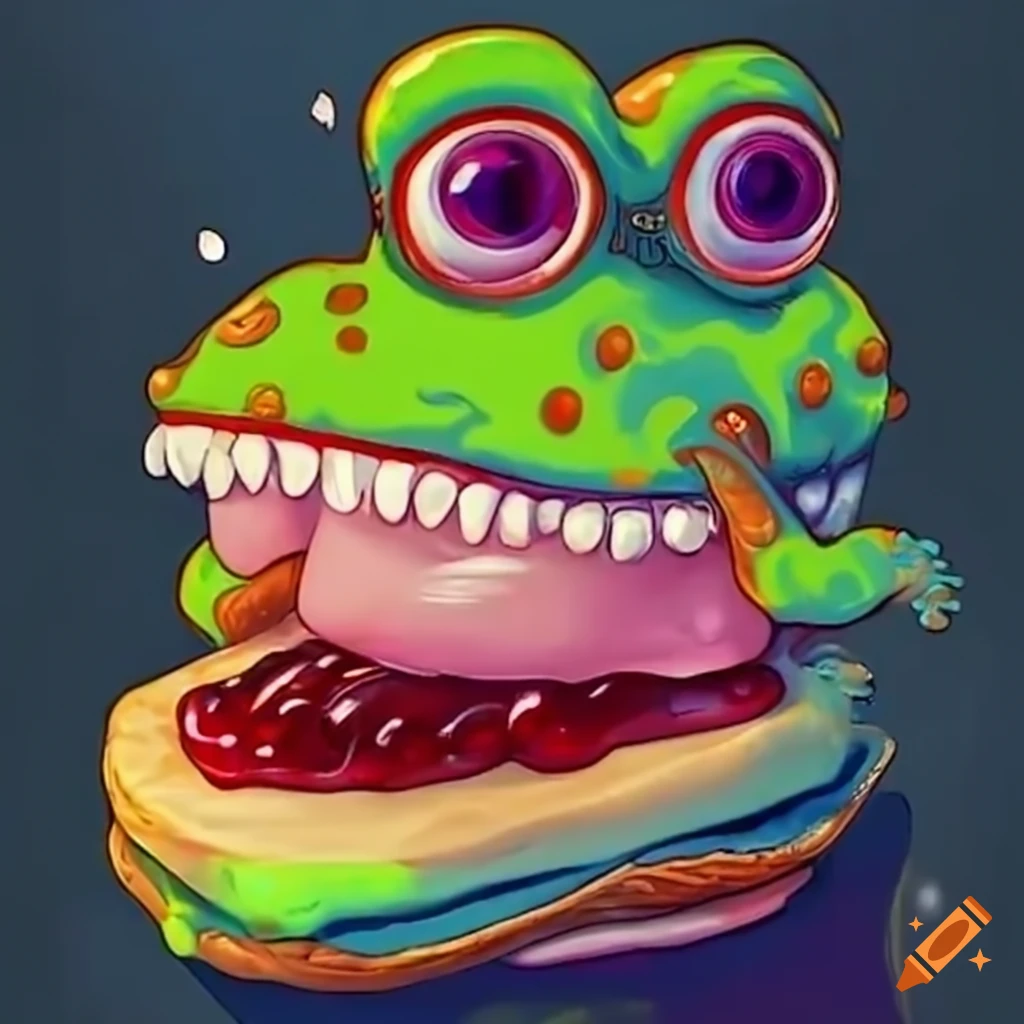 Frog enjoying a sandwich in Beverly Hills on Craiyon