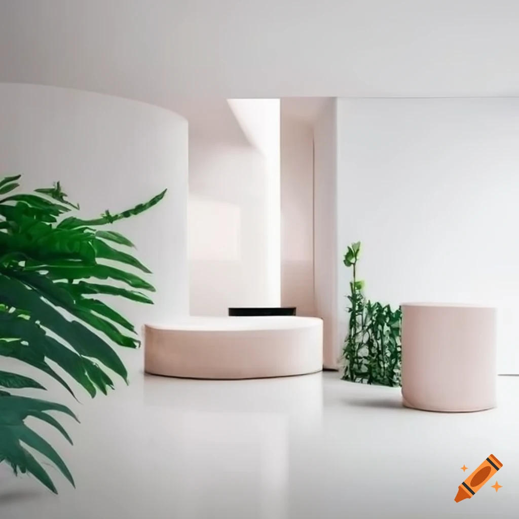 Inviting modern spa interior with minimalist design and lush foliage on ...