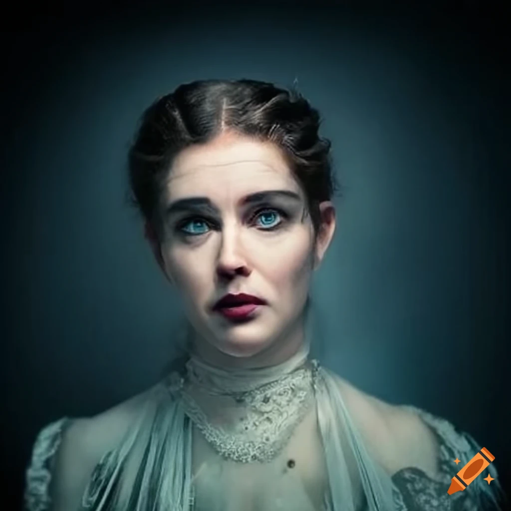 Victorian-era woman with striking eyes on Craiyon