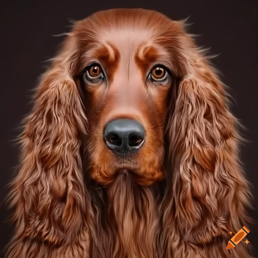 Hyper realistic irish setter on a brown backdrop on Craiyon
