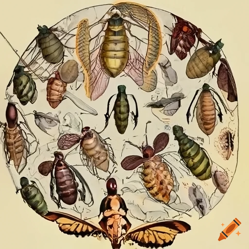 Diagram illustrating the four stages of a cicada's life cycle on Craiyon