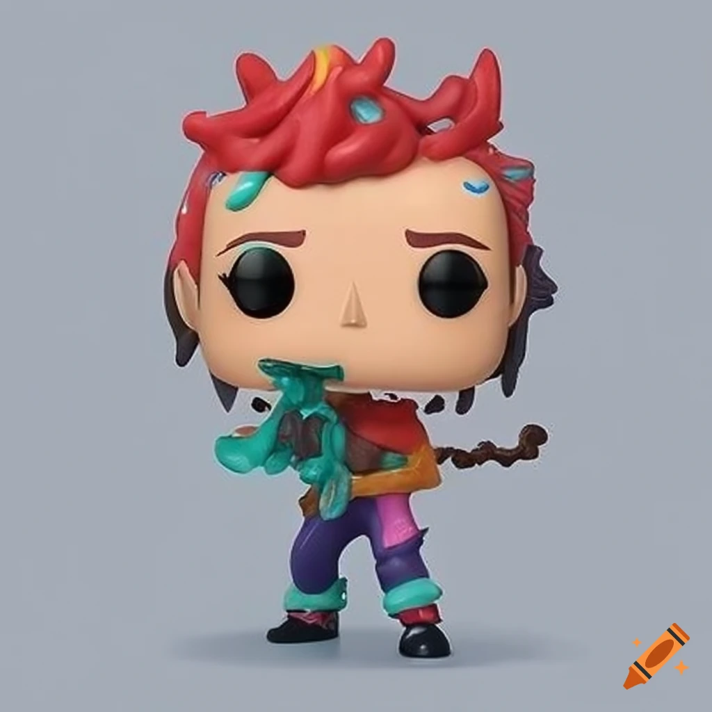 Humanoid boy cactus funko pop figurine in colorful spiky attire on Craiyon