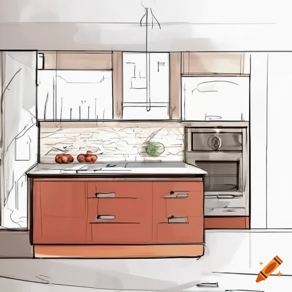 Modern kitchen with kitchen island in interior designer's concept ...
