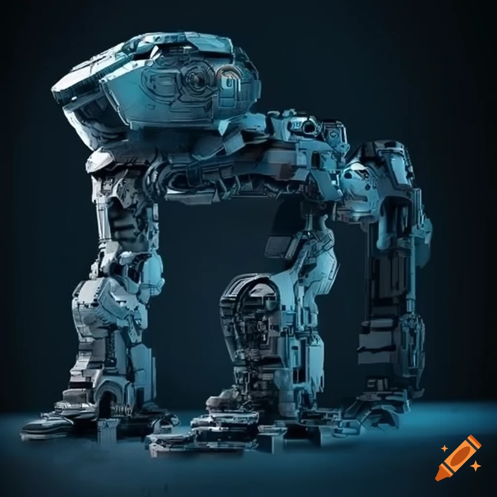 Detailed blueprint of a futuristic urban mech design on Craiyon