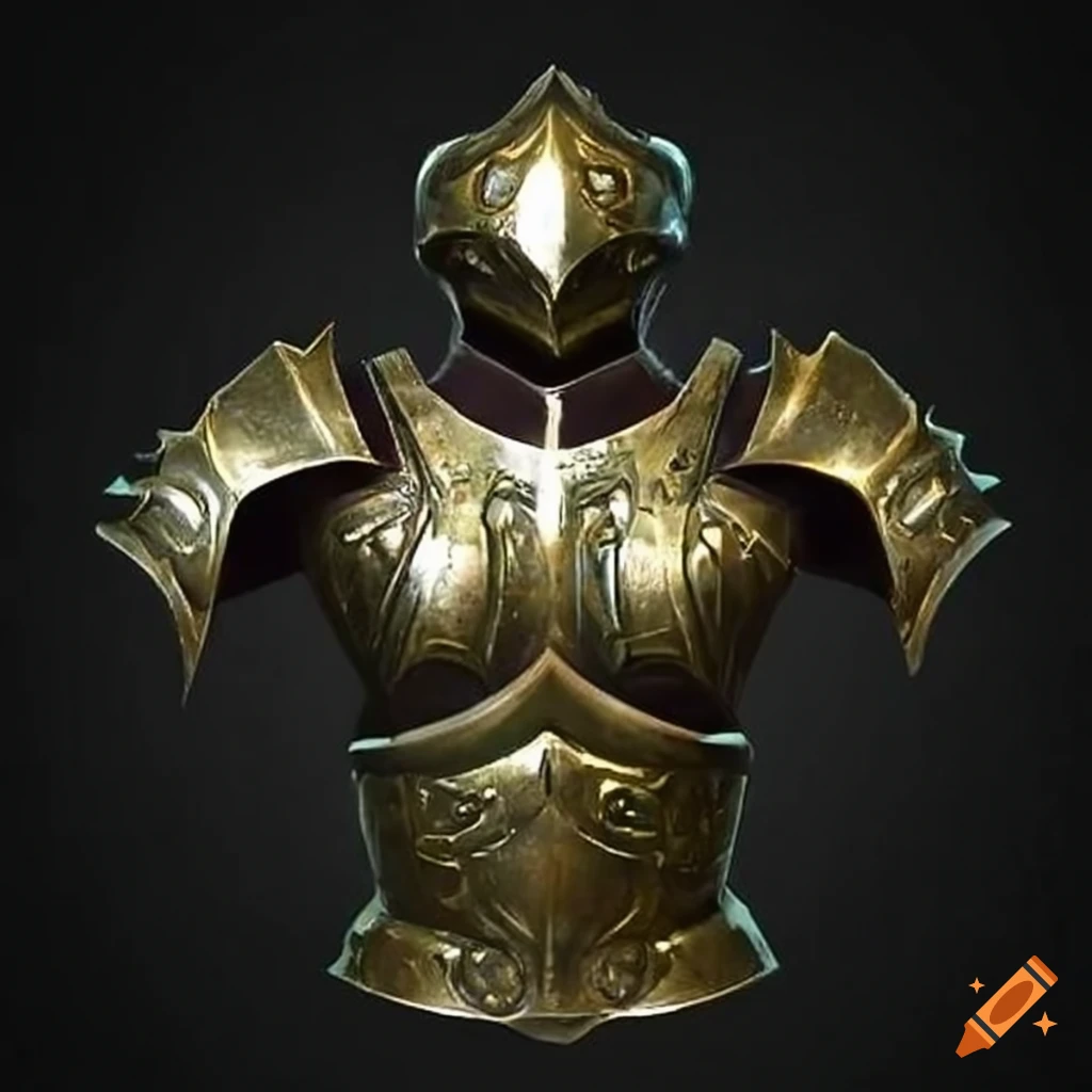 Front view of adorned magic armor on Craiyon