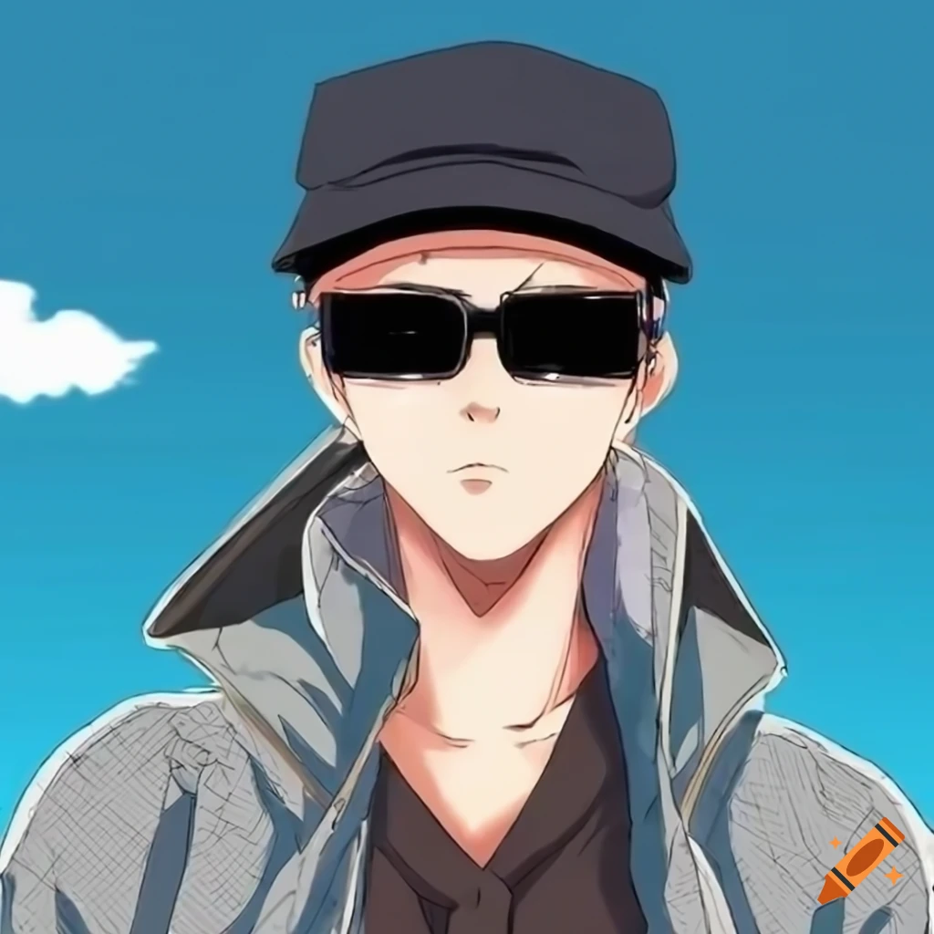 Stylish anime character wearing a backward cap facing the sun on Craiyon