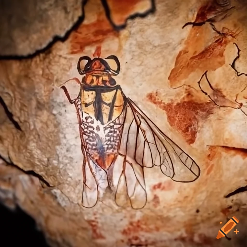 Cave painting of a cicada on Craiyon