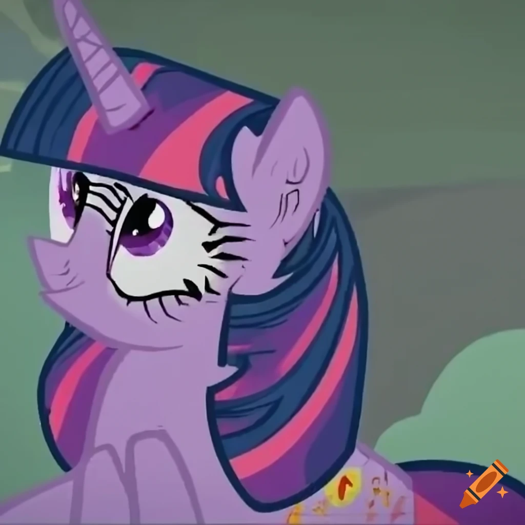 Mlp twilight sparkle character, distorted screenshot on Craiyon