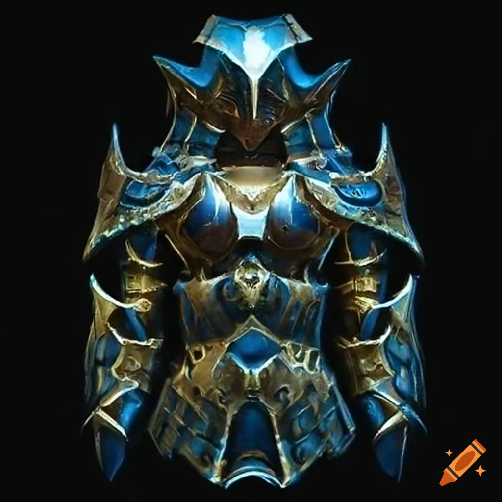 Front close view of adorned magic body armor on Craiyon