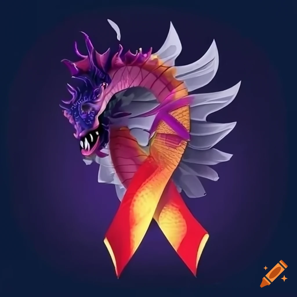 Dragon featuring cancer awareness ribbon on Craiyon