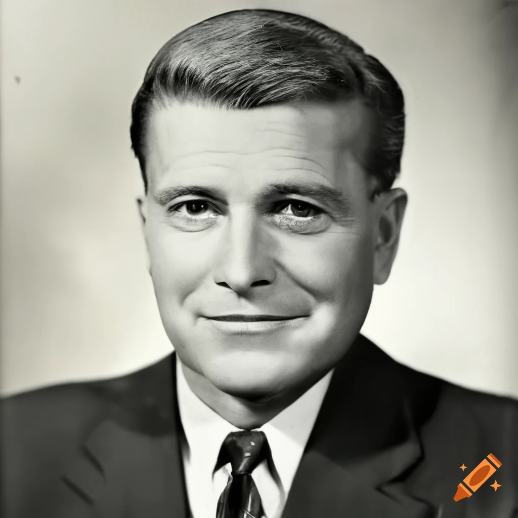 Vintage portrait of a 56-year-old male news anchor, bill wepps on Craiyon