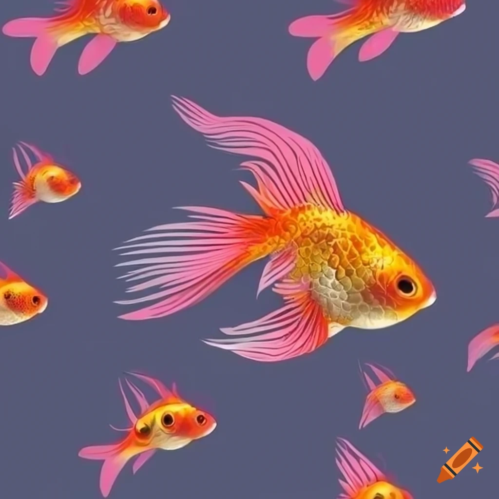Vibrant goldfish pattern for home decor in graphic design on Craiyon