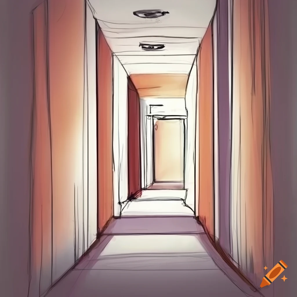 Interior designer's concept sketch of a residential hallway on Craiyon