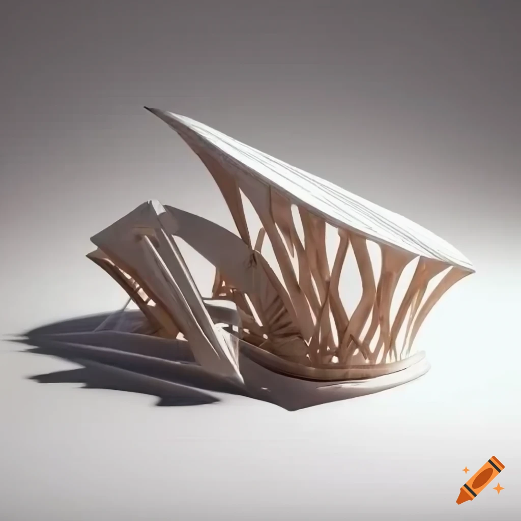 Architectural model of a pavilion with dynamic form and layered ...