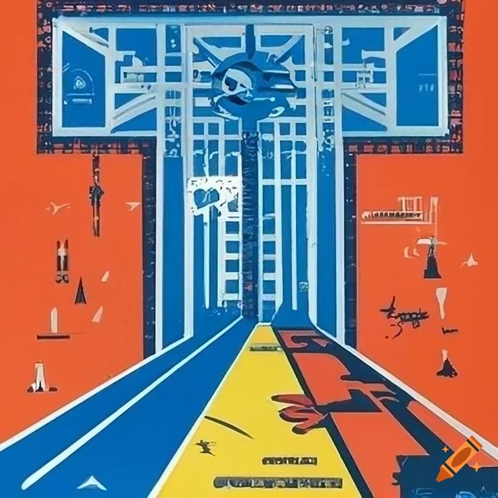 Iconic 1970s counterculture movie poster for "Zvyozdny Gorodok" on Craiyon