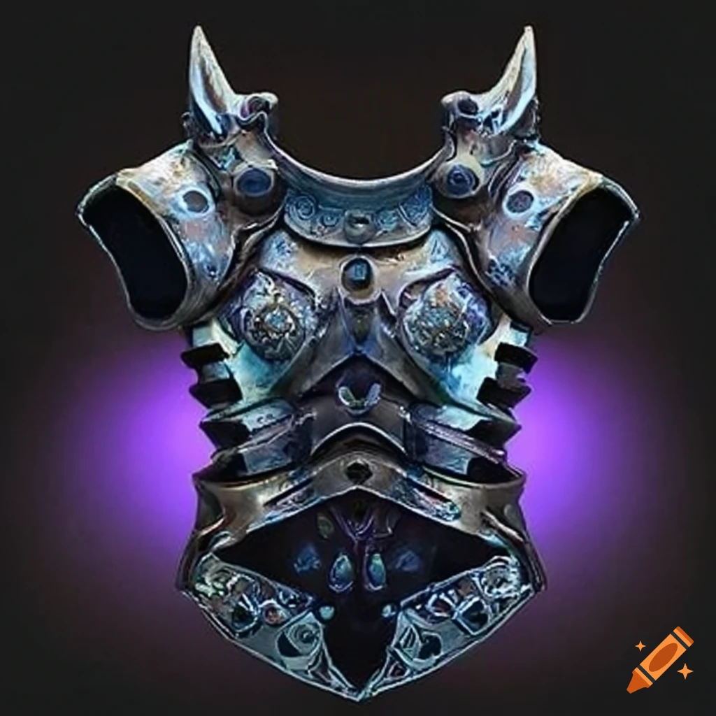 Front view of adorned magic body armor on Craiyon